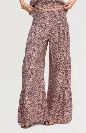 Sam Edelman Ruffled Hammered Satin Pants - Brushed Leopard