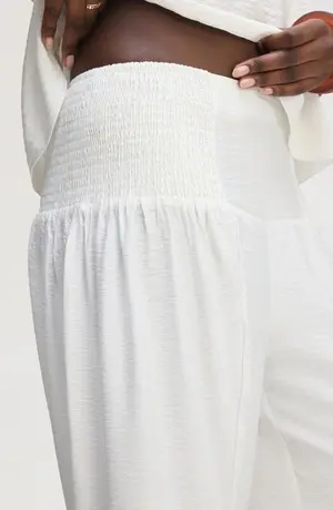 Sam Edelman Ruffled Hammered Satin Pants - Ecru