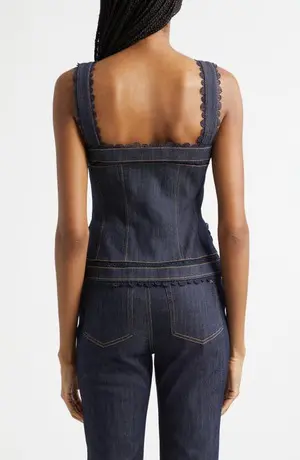 Cinq À Sept Myra Lace Denim Corset Top