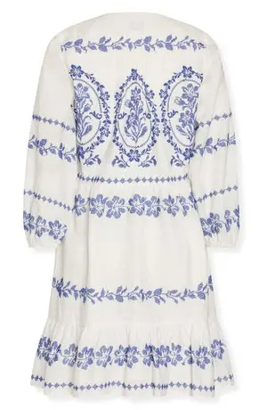 MILLY Embroidered Linen & Cotton Mini Dress