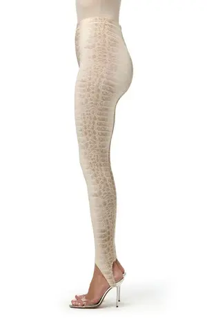 Naked Wardrobe Naked Print Stirrup Leggings - Bone Crocodile
