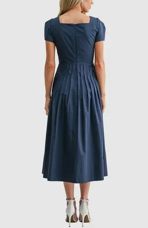 QUINCY MAE Pintuck Cotton Midi Dress