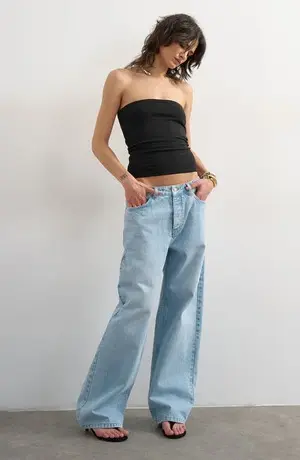 Topshop Stretch Cotton Tube Top - Black