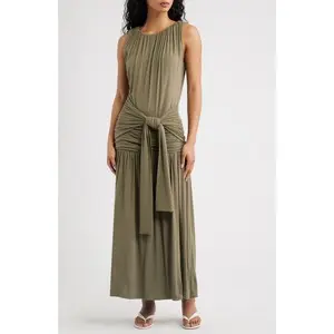 Line & Dot Nua Tie Front Knit Maxi Dress - Green