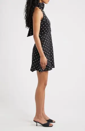 Line & Dot Sophie Polka Dot Halter Mini Dress