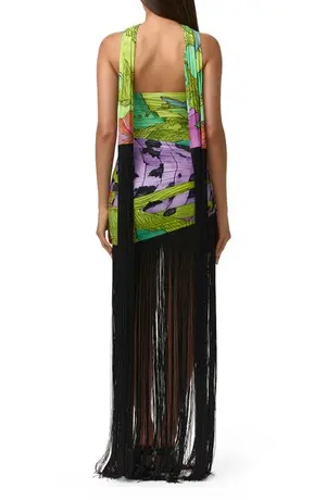Naked Wardrobe Strapless Fringe Maxi Dress With Scarf