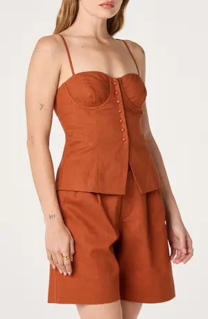 Astr The Label Koda Linen Blend Camisole