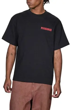 PLEASURES Impact Heavyweight Cotton Graphic T-shirt - Black