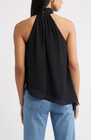 OPEN EDIT Asymmetrical Woven Top - Black
