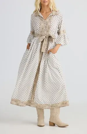 TALISMAN THE LABEL Aurelia Print Tie Waist Maxi Dress