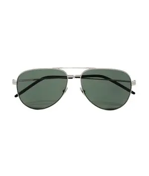Saint Laurent Classic 11 Aviator-style Silver-tone Sunglasses - Green