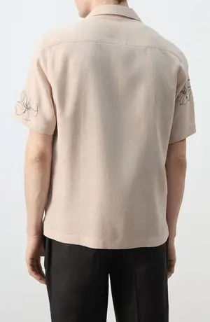 Mango Regular Fit Embroidered Floral Camp Shirt