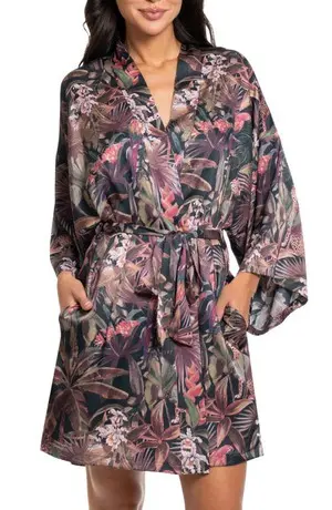 MIDNIGHT BAKERY Print Satin Robe