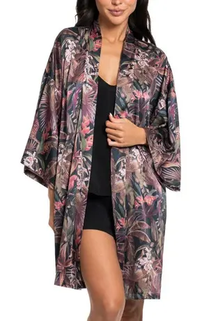 MIDNIGHT BAKERY Print Satin Robe