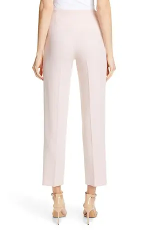 Lela Rose Button Hem Wool Blend Straight Leg Pants
