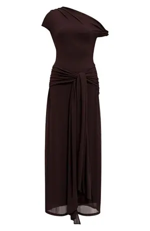 EVER NEW Piper Draped One-shoulder Midi Dress