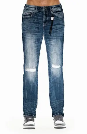 CULT OF INDIVIDUALITY Rebel Distressed Straight Leg Jeans - Tiger