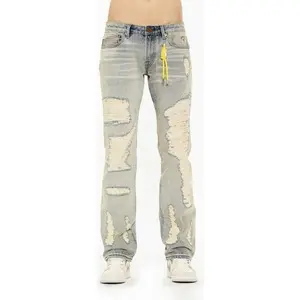 CULT OF INDIVIDUALITY Rebel Ripped Straight Leg Jeans - Iris