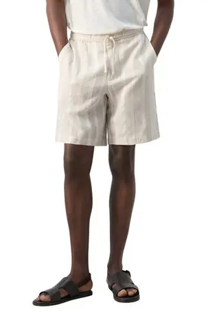 Mango Stripe Linen Blend Bermuda Shorts - Ecru