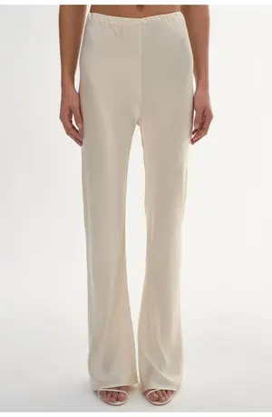 LAMARQUE Emile Pull-on Satin Straight Leg Trousers - Cream