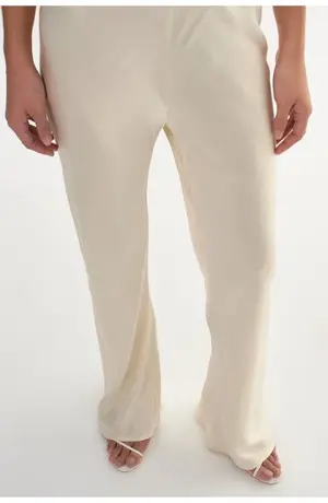 LAMARQUE Emile Pull-on Satin Straight Leg Trousers - Cream