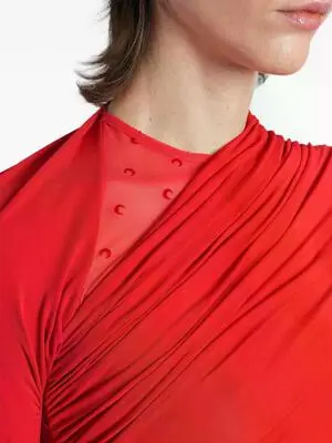 MARINE SERRE Asymmetric Ruffled Midi Dress