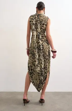 Topshop Chiffon Scarf Neck Midi Dress