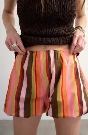 Topshop Stripe Bubble Hem Shorts