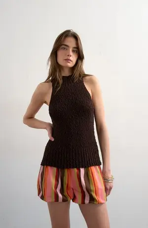 Topshop Stripe Bubble Hem Shorts