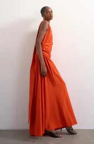 Topshop Plunge Scarf Neck Maxi Dress