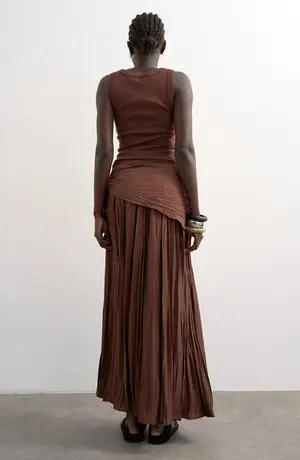 Topshop Sash Tie Crinkle Maxi Skirt