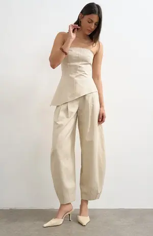 Topshop Asymmetric Raw Hem Strapless Top