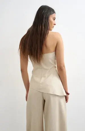 Topshop Asymmetric Raw Hem Strapless Top
