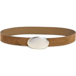 Madewell Oval Buckle Suede Belt - Tan Brown
