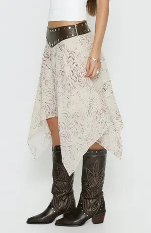 Princess Polly Dark Mirage Stud Asymmetric Skirt