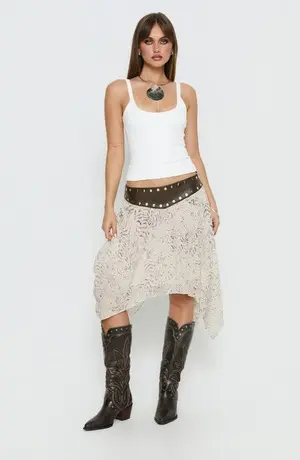 Princess Polly Dark Mirage Stud Asymmetric Skirt