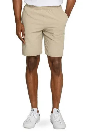 W.R.K Slim Fit Drawstring Seersucker Shorts - Tan