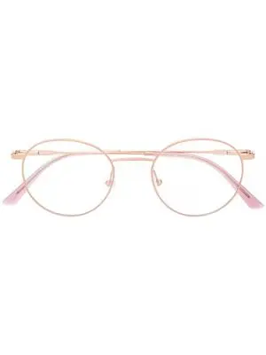 Calvin Klein Round-frame Logo Glasses - Gold