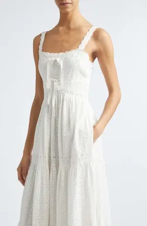 Ulla Johnson Constance Eyelet Sleeveless Cotton Maxi Dress