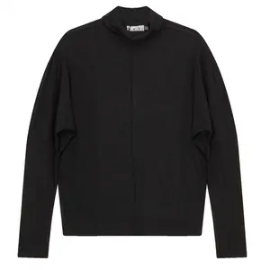 E.U.X. EXCLUSIVE Dolman Sleeve Turtleneck Thin Knit Sweater - Black