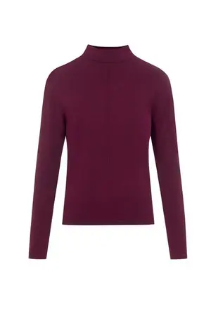 E.U.X. EXCLUSIVE Dolman Sleeve Turtleneck Thin Knit Sweater Wine