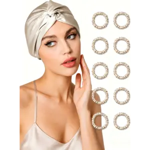 SILKSILKY Pure Mulberry Silk Bonnet And Scrunchie Set - Beige