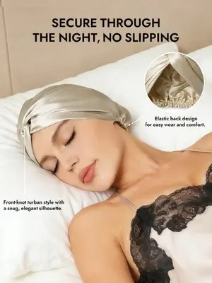 SILKSILKY Pure Mulberry Silk Bonnet And Scrunchie Set - Beige