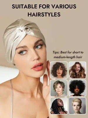 SILKSILKY Pure Mulberry Silk Bonnet And Scrunchie Set - Beige