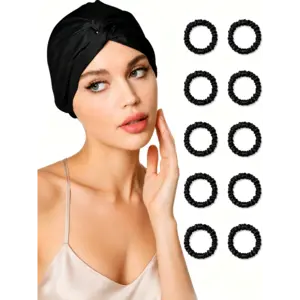 SILKSILKY SILKSILKY Pure Mulberry Silk Bonnet And Scrunchie Set Black