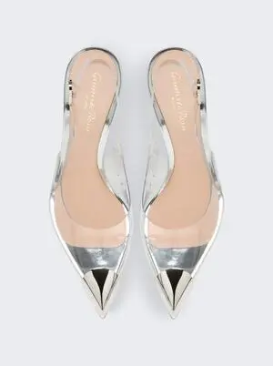 GIANVITO ROSSI Diana Glass Pumps With Chromed Toe Cap - Silver