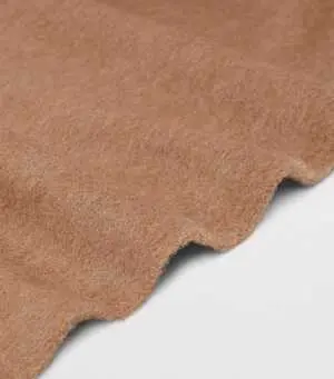 Max Mara Wool Fringed Logo Scarf - Beige
