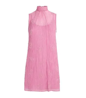 Staud Beaded Albee Mini Dress - Pink
