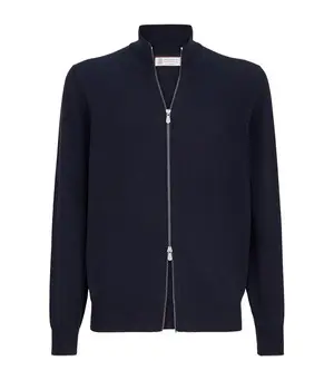 Brunello Cucinelli Cashmere Zip-up Cardigan - Blue
