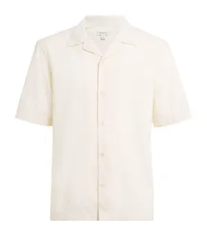 Sunspel Cotton Textured Stripe Shirt - Ivory